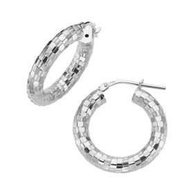 Paar Creolen Firetti "Schmuck Geschenk Silber 925 Ohrschmuck Ohrringe diamantiert", silberfarben, Ohrringe, Damen, 23mm, Silber 925 (Sterlingsilber)