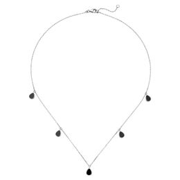 Collier Jobo "Kette mit Onyx-Tropfen", silber 925, Halsketten, Damen, Silber 925 (Sterlingsilber), L: 45, Collier, 925 Silber mit 5 Onyxen 45 cm