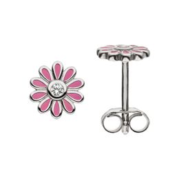 Paar Ohrstecker JOBO "Kleine Ohrringe rosa Blume 6 mm", silber 925, weiß, Ohrringe, Damen, 6,6mm, Silber 925 (Sterlingsilber)