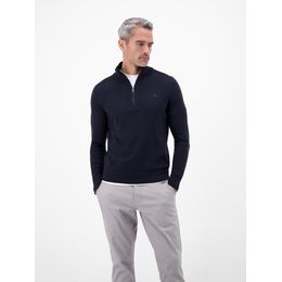 Troyer Lerros "Lerros Flachstrickpullover mit Troyerkragen", Herren, Gr. L, classic navy, 100% Baumwolle, ohne Ausschnitt, Pullover