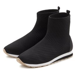 Stiefelette Vivance "Sneaker", Damen, Gr. 42, schwarz, Obermaterial: 100% Textilmaterial. Decksohle: 100% Textilmaterial. Futter: 100% Textilmaterial. Laufsohle: 100% Synthetik, Strukturmuster, unifarben, Schuhe Stiefelette, aus elastischem Material, zum Reinschl&uuml;pfen VEGAN