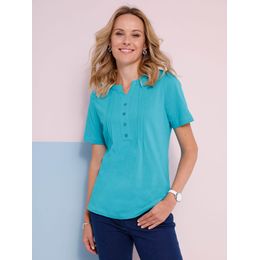 Classic Basics Damen Kurzarmshirt "Kurzarm-Shirt", blau, Gr. 46, unifarben, 100% Baumwolle, Shirts