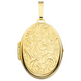 Jobo Damen Medallionanh&auml;nger "Anh&auml;nger Medaillon oval 33 mm", Gelbgold 333gelbgold 333, Gelbgold 333, Schmuckanh&auml;nger, 333 Gold f&uuml;r 2 Fotos