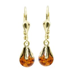 OSTSEE-SCHMUCK Damen Paar Ohrh&auml;nger "- Gl&ouml;ckchen - Gold 333/000 - Bernstein", Gelbgold 333, gold, Gelbgold 333, Ohrringe