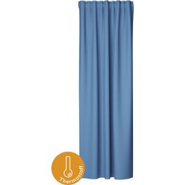 Vorhang HOMING, B:140cm H:245cm, blau, Polyester, Wohnzimmer, Gardinen, "Silan", Thermovorhang Wärmevorhang Silan