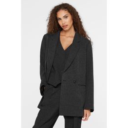 Sweatblazer SENSES.THE LABEL, Damen, Gr. XL, schwarz, Material: 72% Polyester, 27% Viskose, 1% Elasthan, Futter: 100% Polyester, unifarben, oversize normal, tiefer V-Ausschnitt, eingesetzt gerader Abschluss, Blazer, mit Reverskragen