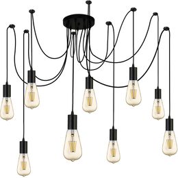 Searchlight H&auml;ngeleuchte "Squiggle 9Lt Pendant - Black Metal & Cables", 9, &Oslash; 20cm H: 202,5cm, 1 Stk., schwarz, Wohnzimmer, Leuchten