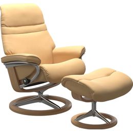 Relaxsessel stressless, B:79cm H:103cm T:73cm, gelb, Wohnzimmer, Sessel, "Sunrise", mit Signature Base, Größe S, Gestell Eiche