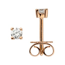 Jobo Damen Paar Ohrstecker "Ohrringe Ros&eacute;goldohrringe Solit&auml;r 3,4 mm", SI = kleine Einschl&uuml;sse, Diamanten Ros&eacute;gold 585ros&eacute;gold 585, Diamanten,