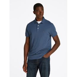 Poloshirt Tommy Hilfiger "1985 SLIM POLO mit Piqu&eacute;-Struktur und Stickerei", Herren, Gr. XXL, blau (aegean sea), Piqu&eacute;, Obermaterial: 96% Baumwolle, 4% Elasthan, Basic, slim fit, eingesetzt B&uuml;ndchen, Shirts, meliert, casual, slim fit, Baumwollmix, Polokragen