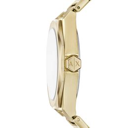 Armani Exchange Damen Multifunktionsuhrgelbgoldfarben, Armbanduhren, Quarzuhr, Armbanduhr, Damenuhr, Edelstahlarmband, analog, Tag