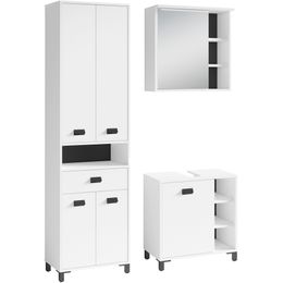 Badm&ouml;bel-Set ByLiving "Wellness", wei&szlig;, B:60cm H:62cm T:34cm, Kastenm&ouml;bel-Sets, Badm&ouml;bel-Set, praktisches 3er-Set mit LED Beleuchtung und viel Stauraum