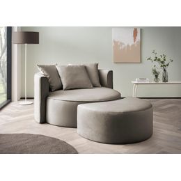XXL-Sessel, B:153cm H:98cm T:208cm, grau, LeGer Home by Lena Gercke, Sessel, "ISALIE, Rundsessel mit Hocker, Lesesessel, Loveseat, Big-Sessel",