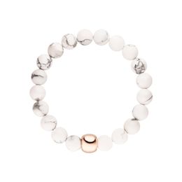 Armband JOBO "Kugeln 8 mm", roségoldfarben, grau, Armbänder, Damen, 18cm, Silikon, Armband, Howlith und 925 Silber vergoldet