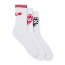 HUGO UNDERWEAR Damen Sportsocken "3P QS VALENTINE CC W", Gr. 39, wei&szlig;, Baumwollmischung, unifarben, Socken, sind mit Logos im Valentinstags-Look