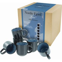 Creatable Becher "Nordic Fjord", &Oslash; 8,8cm x 9,5cm, 285ml, 6 Stk., blau, Trinkgef&auml;&szlig;e, Kaffeebecher, Tassen Set, 6-teilig, 285 ml