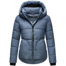 Steppjacke Navahoo "Lachperle XIV", Damen, Gr. L (40), blau (rauchblau), Obermaterial: 100% Polyester; Futter: 100% Polyester; Ärmelfutter: 100% Polyester; Wattierung: 100% Polyester, Basic, figurumspielend hüftbedeckend, hoch geschlossener Ausschnitt, Ärmel ohne Ärmelschlitz Rippbündchen, Jacken Steppjacke, Kurze gesteppte Damen Winterjacke mit hohem Kragen und Kapuze