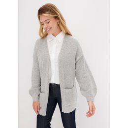 bonprix Damen Strickjacke "Oversize-Strickjacke", grau, Gr. 56, Obermaterial: 75% Polyacryl, 22% Polyester, 3% Elasthan, Strickjacken,