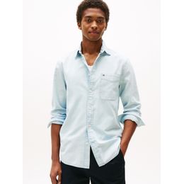 Tommy Hilfiger Herren Langarmhemd "CHAMBRAY POCKET Regular Fit SHIRT", blau, Gr. L, Web, Obermaterial: 100% Baumwolle, Hemden
