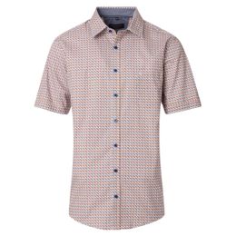 Kurzarmhemd Casamoda "Casamoda Freizeithemd Kurzarm Print", Herren, Gr. L, Normalgr&ouml;&szlig;en, orange, 100% Baumwolle, bedruckt, l&auml;ssig geschnitten, Hemden