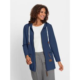 Casual Looks Damen Shirtjacke "Sweatjacke", blau, Gr. 40, unifarben, 50% Baumwolle, 50% Polyester, Shirts