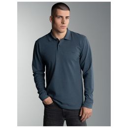 TRIGEMA Herren Poloshirt "TRIGEMA Langarm Poloshirt mit Armb&uuml;ndchen", blau, Basic, Gr. M, Piqu&eacute;, 100% Baumwolle, Shirts