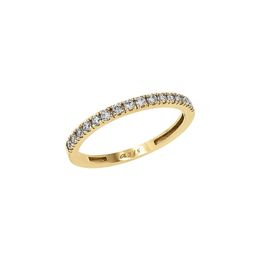 Amor Damen Fingerring, 54, Gelbgold 375, 2mmgelbgoldfarben, kristallwei&szlig;, Gelbgold 375, Fingerringe, mit Zirkonia (synth.)