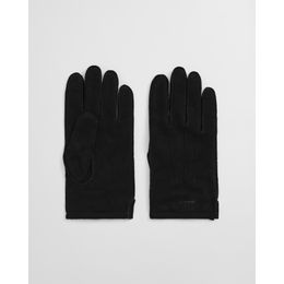 Lederhandschuhe Gant "CASHMERE LINED SUEDE GLOVES", Herren, Gr. S/M, schwarz, Web, Ziegenleder, unifarben, Handschuhe, Handschuhpaar