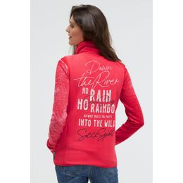 Fleeceweste SOCCX, Damen, Gr. M, rot heaven, Fleece, Material: 100% Polyester, bedruckt, slim fit normal, Westen Fleeceweste, mit Brusttasche