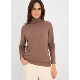bonprix Damen Rollkragenpullover "Rollkragenpullover", braun, Gr. 44, Obermaterial: 70% Baumwolle, 30% Polyamid, Pullover, Rollkragenpullover