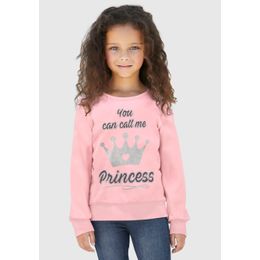 Langarmshirt Kidsworld "YOU CAN CALL ME PRINCESS", M&auml;dchen, Gr. 104/110, rosa, Interlock, Obermaterial: 100% Baumwolle, bedruckt, Basic h&uuml;ftlang, Rundhals, B&uuml;ndchen, Shirts Langarmshirt, Langarm, Basic-Passform, bedruckt, Rundhalsausschnitt