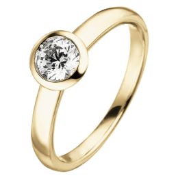 Jobo Damen Diamantring "Ring Goldring Solit&auml;r", 56, SI = kleine Einschl&uuml;sse, Diamanten Gelbgold 585gelbgold 585, Diamanten, Gelbgold 585,