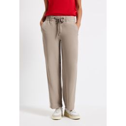 Jogger Pants Street One, Damen, Gr. 34, L&auml;nge 28, beige (tumbled beige), Stoff, 100% Viskose, unifarben, loose fit kn&ouml;chelfrei, Hosen, Middle Waist