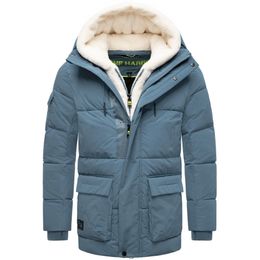 Winterjacke STONE HARBOUR "Lauroo XX", Herren, Gr. L (52), blau (hellblau), Obermaterial: 100% Polyester; Innenfutter: 100% Polyester; Wattierung: 100% Polyester; Ärmelfutter: 100% Polyester; Kunstpelz: 100% Polyester, gerade Po-bedeckend, hoch geschlossener Ausschnitt, verstellbar Rippstrickbündchen mit Daumenlöchern, Jacken Winterjacke, urbane Herren Steppjacke mit kuscheligem Teddyfleece, Topse