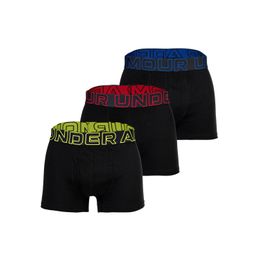 Under Armour Herren Boxershorts "Boxershort UA PERFORMANCE COTTON - SOLID 3 IN 3PK 3er Pack", Gr. XLschwarz, hellgrün, rot, blau, Obermaterial: 57%