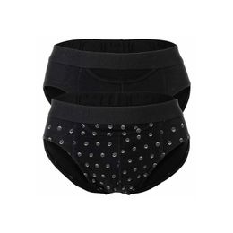 HOM Herren Slip "Slip Mini Briefs HO1 Gabriele 2 2er Pack", Gr. L, schwarz, Obermaterial: 95% Baumwolle CO. 5% Elasthan EL., Unterhosen