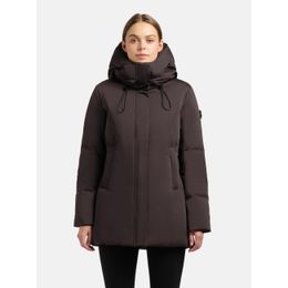 Kurzmantel Khujo "Allap", Damen, Gr. XXL (44), pflaume, Obermaterial: 55% Baumwolle, 45% Polyester; Innenfutter: 100% Nylon; Wattierung: 100% Polyester, Basic, figurbetont Po-bedeckend, hoch geschlossener Ausschnitt, &Auml;rmel ohne &Auml;rmelschlitz elastischer Bund, M&auml;ntel Kurzmantel, Warmer Damen Mantel mit innenliegenden Rucksack-Tr&auml;gern