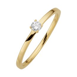 OROLINO Damen Fingerring "585/- Gelbgold glanz 1 Brill. 0,10ct. weiß", 058 (18,5), 0,1 P2 = erkennbare Einschlüsse, Goldgelb, Gold, Fingerringe