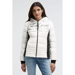 SOCCX Damen Winterjackewei&szlig;, Gr. S, bedruckt, bestickt, Steppware, Material Oberstoff: 100% Polyamid, Oberstoff Seitenteil: 91% Polyester, 9%