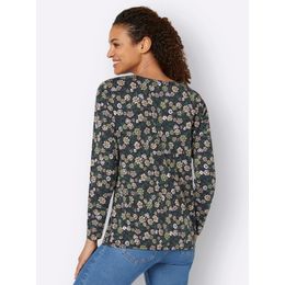Inspirationen Damen Langarmshirt "Druck-Shirt", gr&uuml;n, Gr. 48, bedruckt, gebl&uuml;mt, gemustert, mehrfarbig, 50% Baumwolle, 50% Modal, Shirts