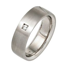 Jobo Damen Diamantring "Silberring 6 mm breit", 58, P1 = bei 10-facher Vergr&ouml;&szlig;erung erkennbare Einschl&uuml;sse, Diamanten Silber 925