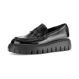 Gabor Damen Loafer, Gr. 39schwarz, Lackleder, gl&auml;nzend, Schuhe, Keilabsatz, Plateau, Slipper, Businessschuh, Best Fitting-Ausstattung