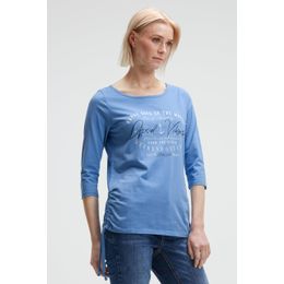3/4-Arm-Shirt SOCCX, Damen, Gr. L, river blau, Single Jersey, Material: 100% Baumwolle, bedruckt, regular fit normal, Rundhals, eingesetzt gerader Abschluss, Shirts 3/4-Arm-Shirt, mit Bindeband am Saum