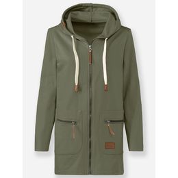 Casual Looks Damen Shirtjacke "Sweatjacke", gr&uuml;n, Gr. 44, unifarben, 50% Baumwolle, 50% Polyester, Shirts