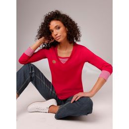 Damen Langarmshirt "Pima-Baumwoll-Shirt", rot, Gr. 40, CREATION L PREMIUM, gemustert, unifarben, 95% Baumwolle, 5% Elasthan, Shirts