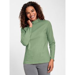 Casual Looks Damen Rollkragenshirt "Rollkragen-Shirt", gr&uuml;n, Gr. 40, unifarben, 95% Baumwolle, 5% Elasthan, Shirts