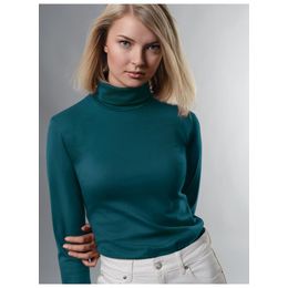 TRIGEMA Damen Rollkragenshirt "TRIGEMA Rollkragenshirt", blau, Basic, Gr. XL, Feinstrick, 95% Baumwolle, 5% Elastan, Shirts