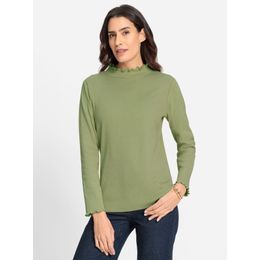 Inspirationen Damen Stehkragenshirt "Stehkragen-Shirt", gr&uuml;n, Gr. 38, unifarben, 95% Baumwolle, 5% Elasthan, Shirts