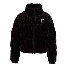 Winterjacke Karl Kani "Karl Kani KK Og Fuzzy Corduroy Short Puffer Jacket", Damen, Gr. L, schwarz, 100% Polyester, unifarben, normal, amerikanischer Ausschnitt, Jacken Winterjacke