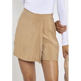FRESHLIONS Damen Sommerrock, beige, Gr. M, unifarben, 85% Modal, 15% Polyester, Röcke, mit lässiger Beinfalte